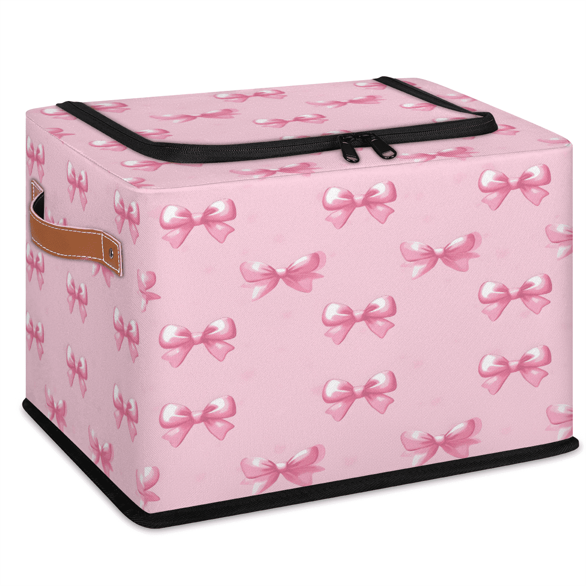 ADECORIVY Pink Bow Fabric Storage Bin with Lid, Decorative Closet Shelf ...