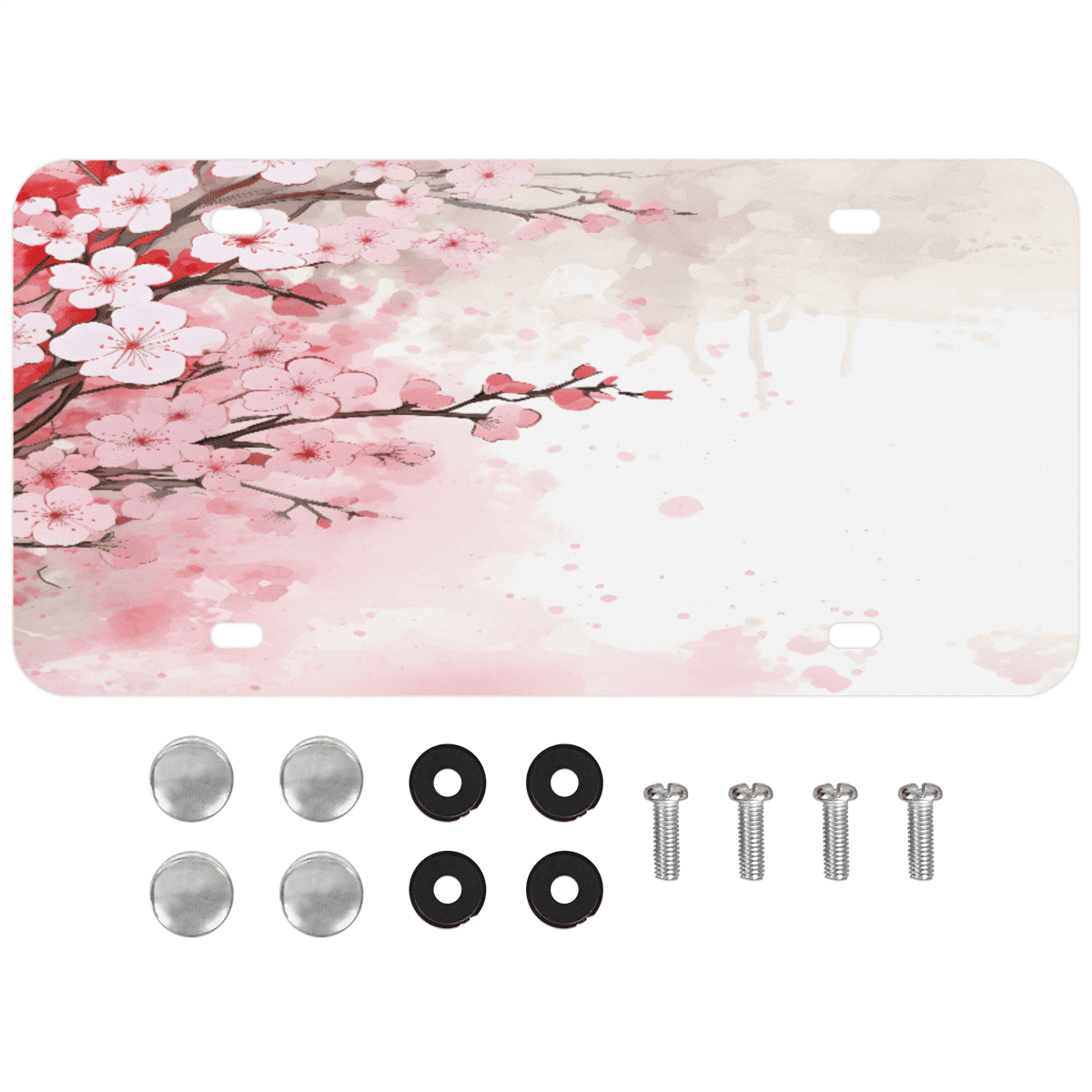ADECORIVY Pink Cherry Blossoms License Plate, Aluminum Decorative ...
