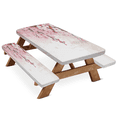 ADECORIVY Pink Cherry Blossoms Picnic Table Cover with Bench Covers ...