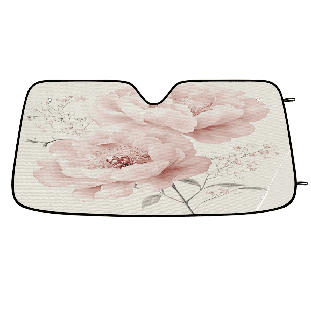 ADECORIVY Pink Peonies Floral Car Windshield Sun Shade, Front Window ...