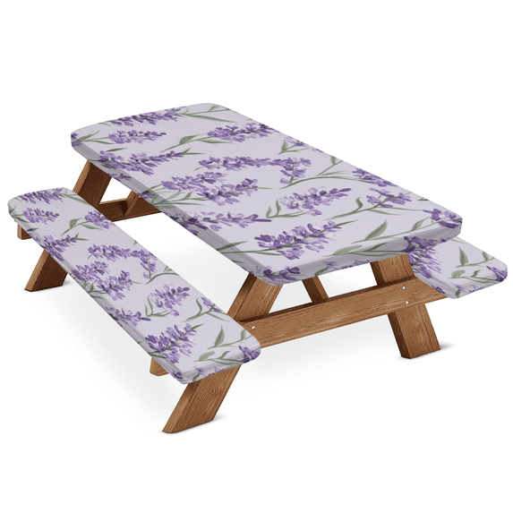 ADECORIVY Purple Lavender Picnic Table Cover with Bench Covers ...