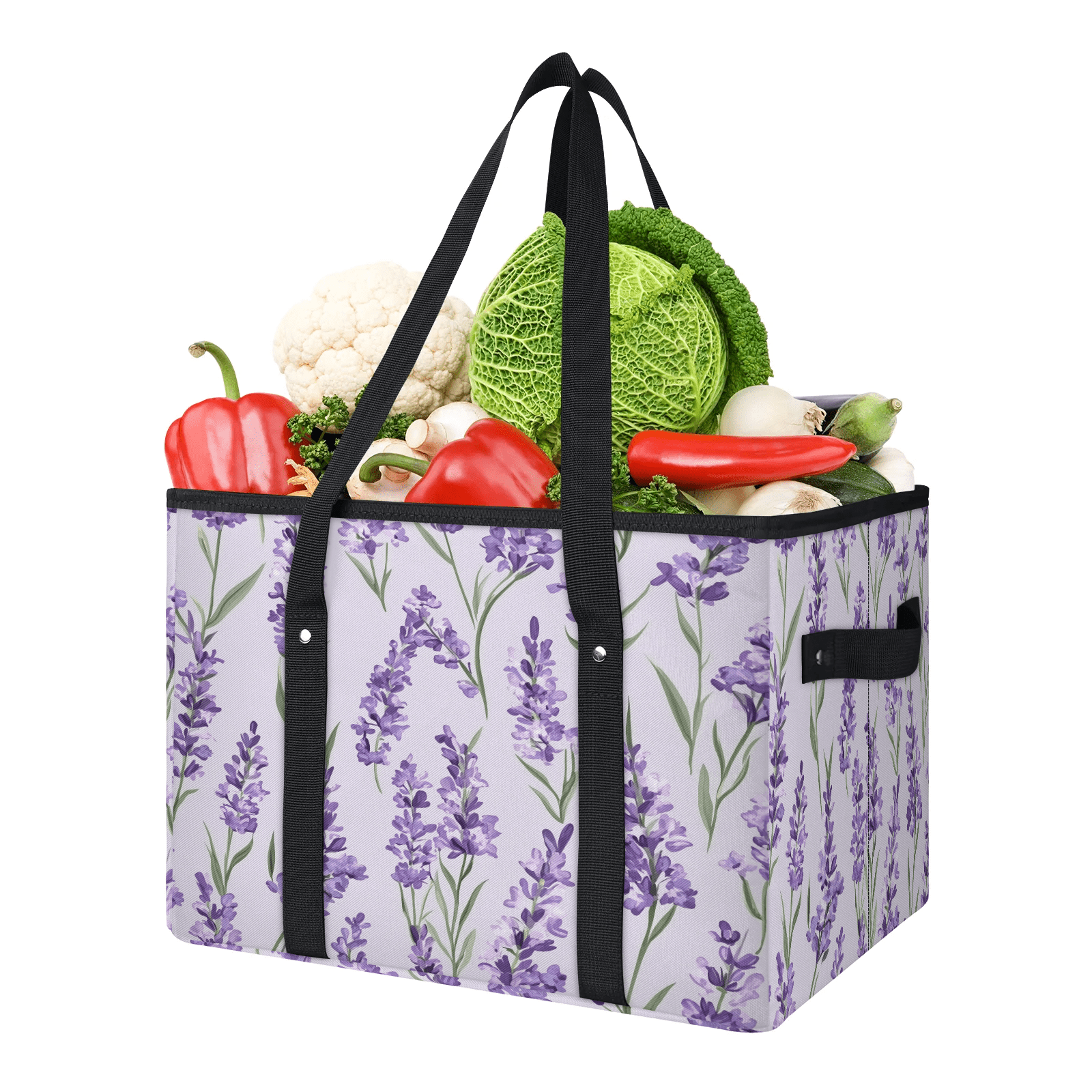 ADECORIVY Purple Lavender Reusable Grocery Bags, Foldable Reusable ...