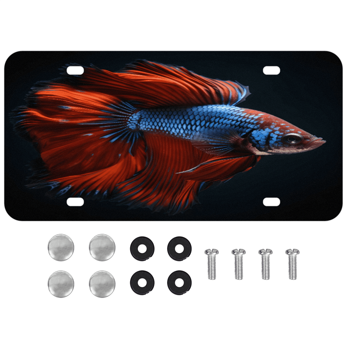 ADECORIVY Red Blue Betta Fish License Plate, Aluminum Decorative ...