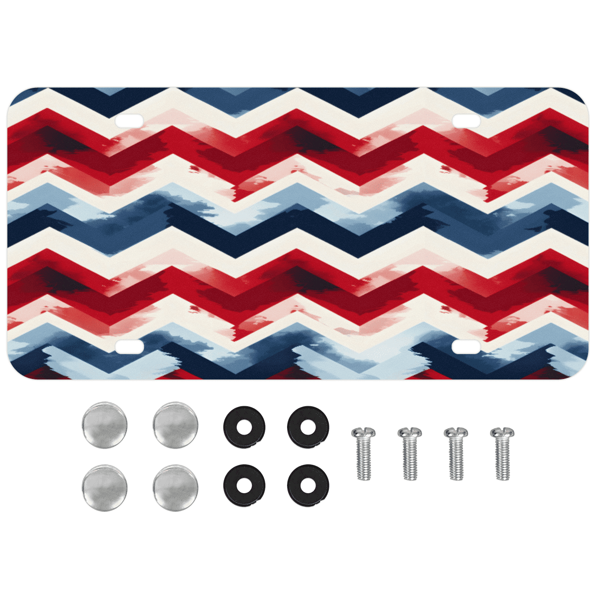 ADECORIVY Red Blue Stripes Front License Plate, Chevron Pattern Novelty ...