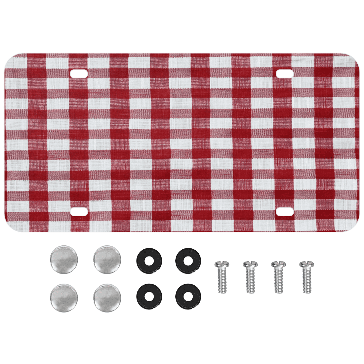 ADECORIVY Red White Buffalo Check License Plate, Aluminum Decorative ...
