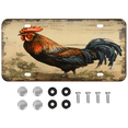 ADECORIVY Retro Rooster Chicken License Plate, Aluminum Decorative ...