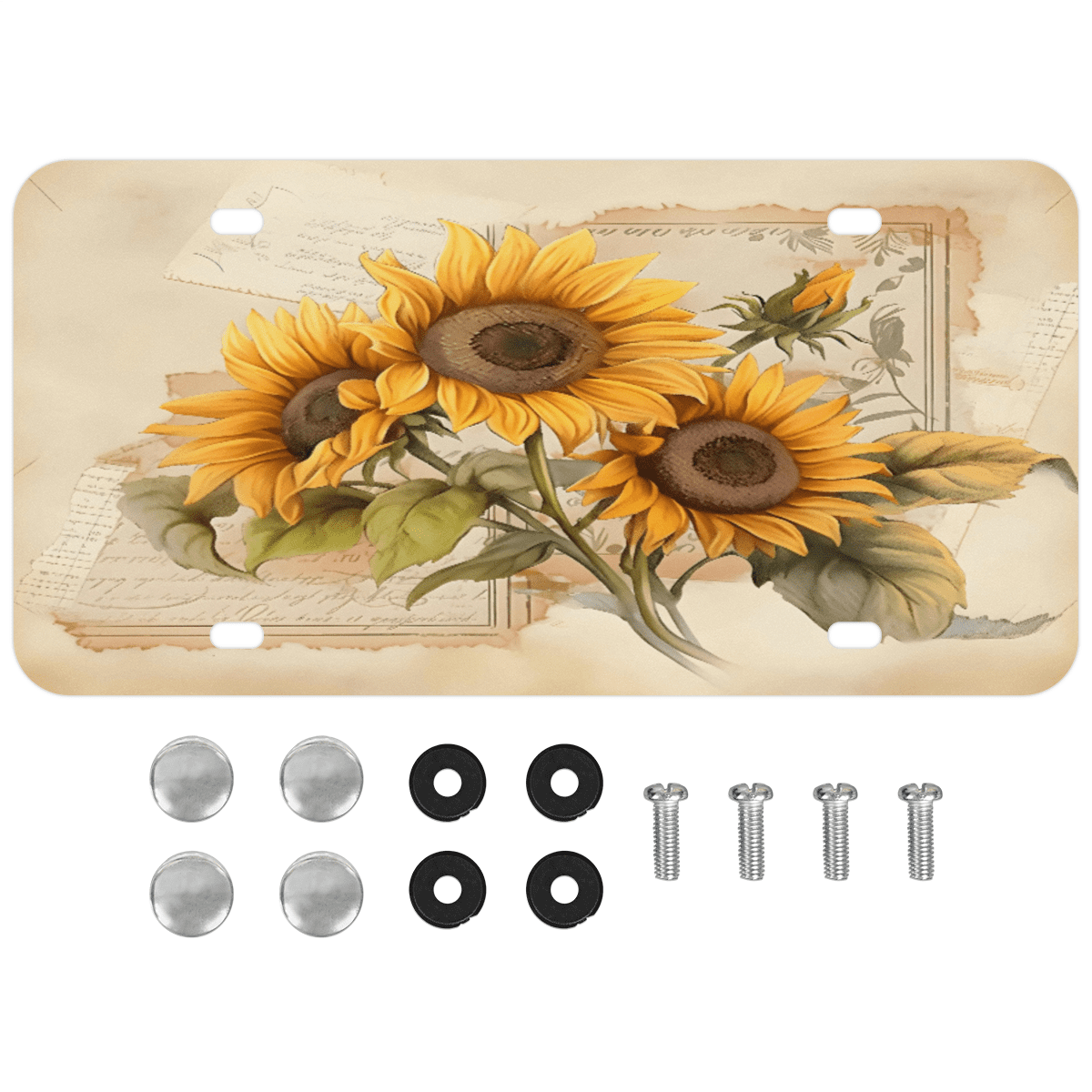 ADECORIVY Retro Sunflower Flower License Plate, Aluminum Decorative ...
