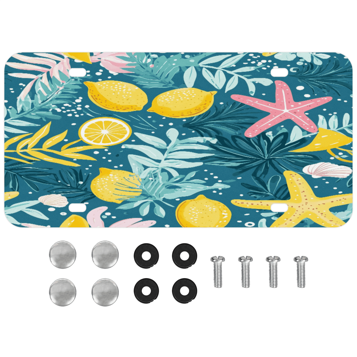 ADECORIVY Sea Starfish Front License Plate, Tropical Leaves Lemon ...