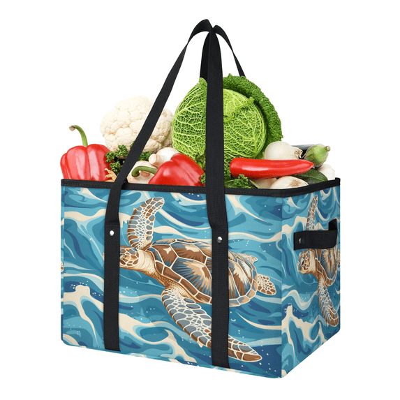 ADECORIVY Sea Turtle Ocean Reusable Grocery Bags, Foldable Shopping ...
