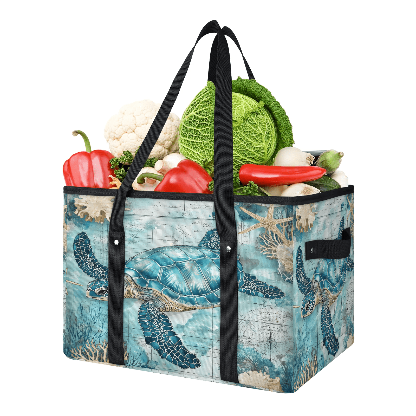 ADECORIVY Sea Turtle Reusable Grocery Bags, Foldable Reusable Shopping ...