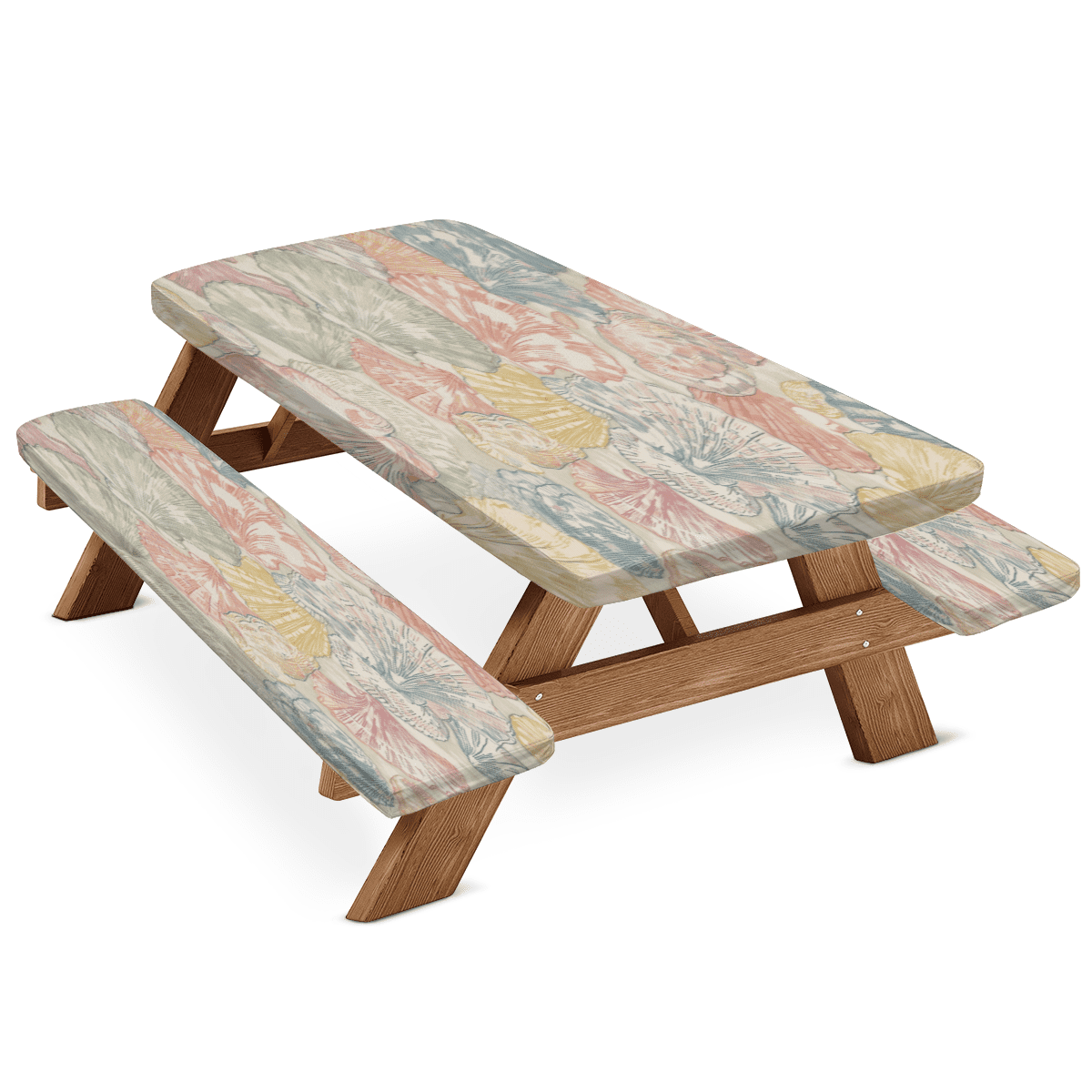 ADECORIVY Seashells Picnic Table Cover with Bench Covers, Waterproof ...