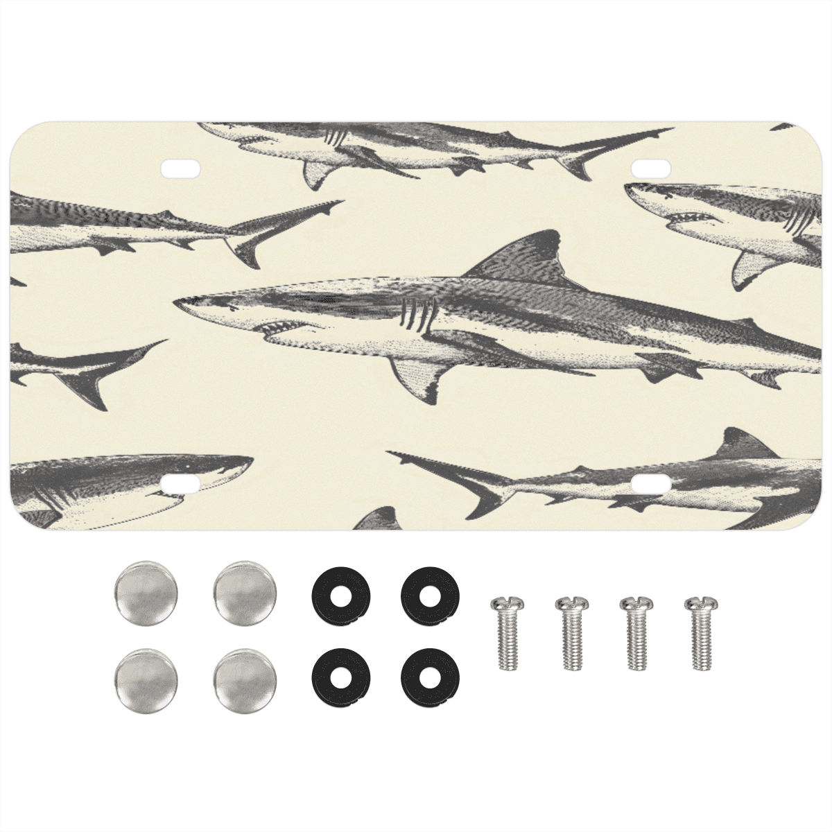 ADECORIVY Shark Fish License Plate, Aluminum Decorative Novelty Vanity ...