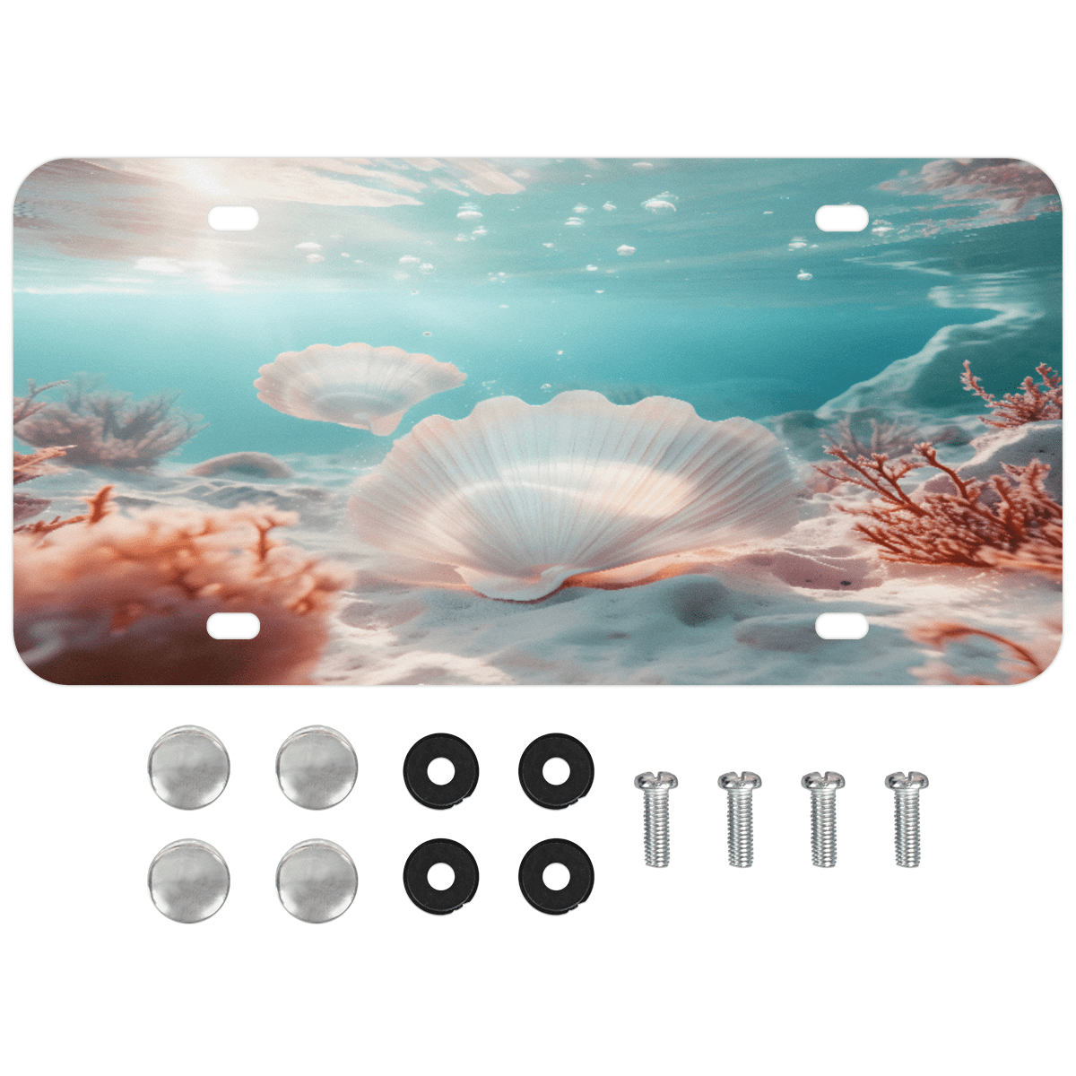 ADECORIVY Shell Coral Sea License Plate, Aluminum Decorative Novelty ...