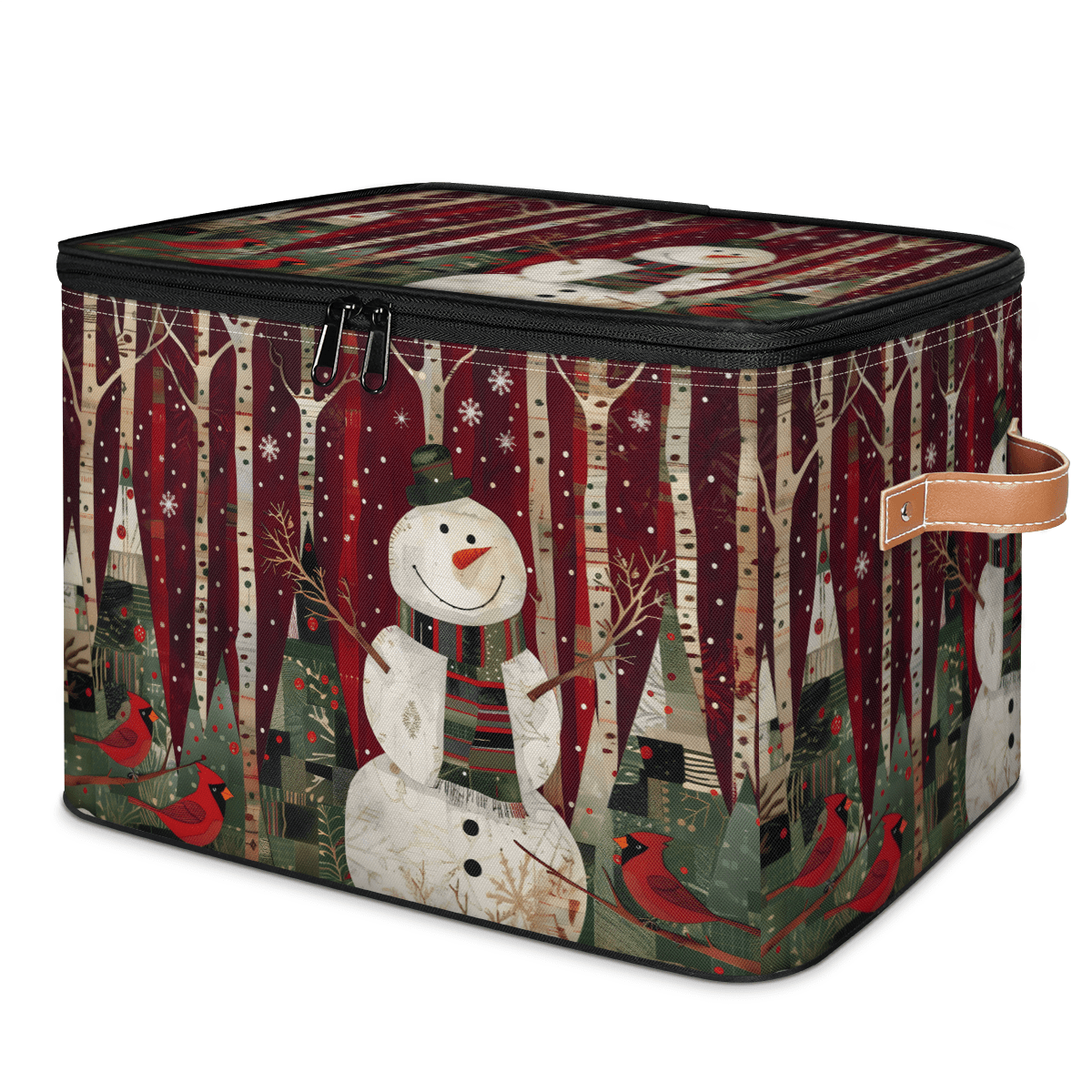 ADECORIVY Snowman Christmas Storage Bin with Lid, Fabric Foldable Shelf ...