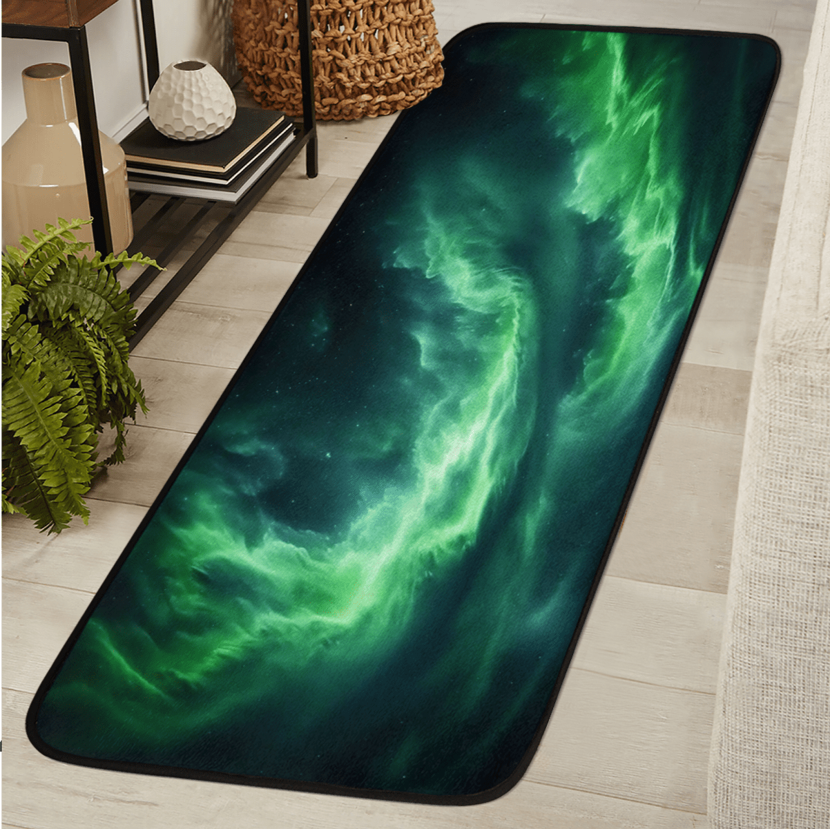 ADECORIVY Space Green Runner Rug 2x6 Washable Runner for Hallway Non ...