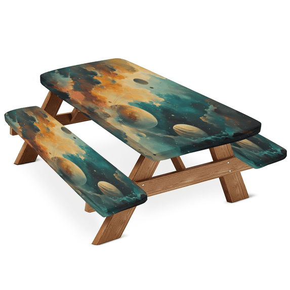 ADECORIVY Space Universe Cosmic Galaxy Picnic Table Cover with Bench ...