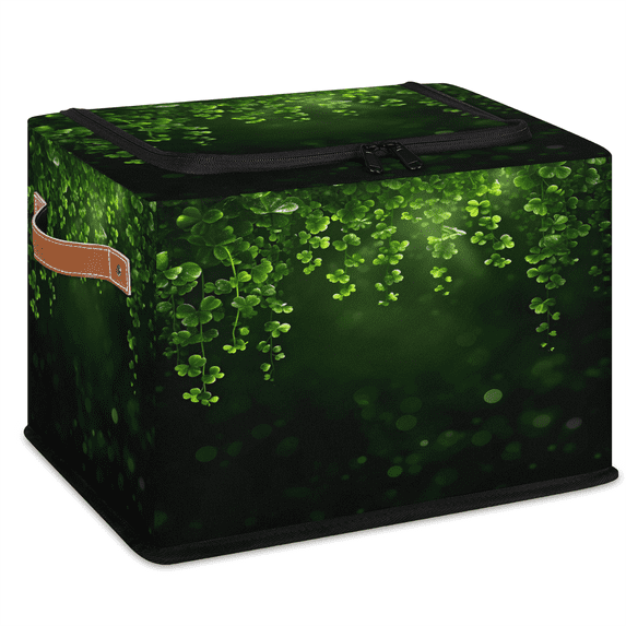 ADECORIVY St Patricks Day Clover Green Plants Fabric Storage Bin with ...