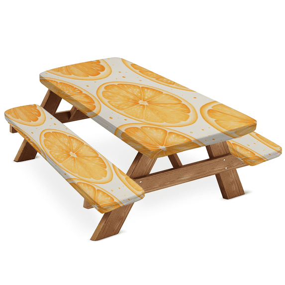 ADECORIVY Summer Lemon Fruit Picnic Table Cover with Bench Covers ...