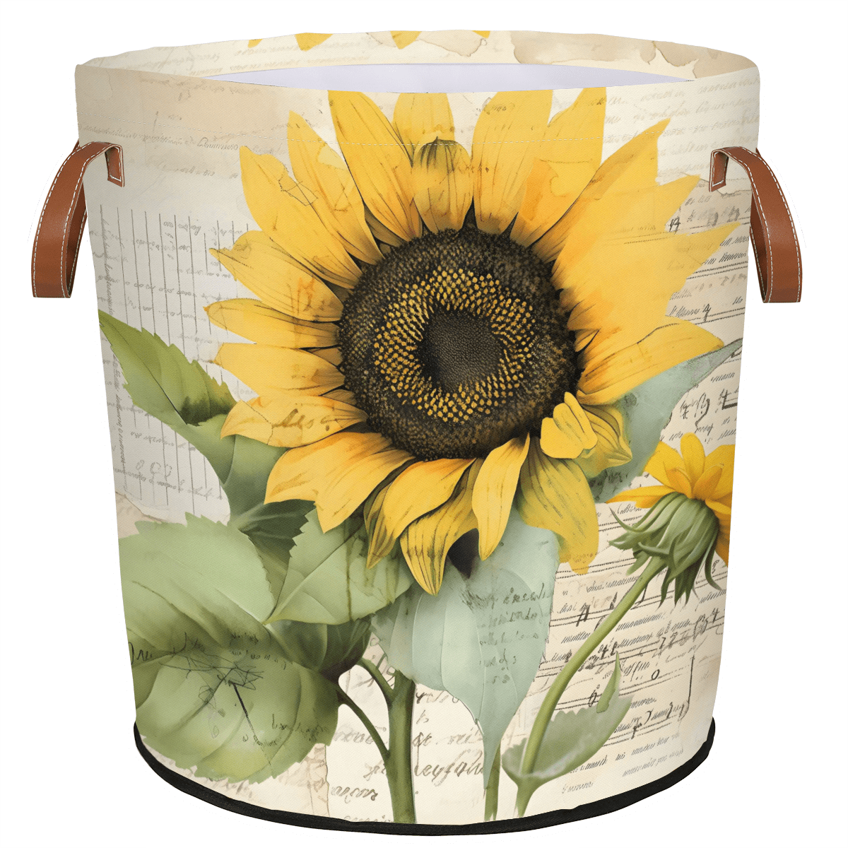 ADECORIVY Sunflower Vintage Laundry Basket, Foldable Laundry Hamper ...
