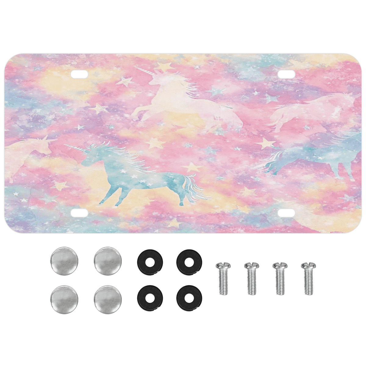 ADECORIVY Tie-dye Unicorn License Plate, Aluminum Decorative Novelty ...