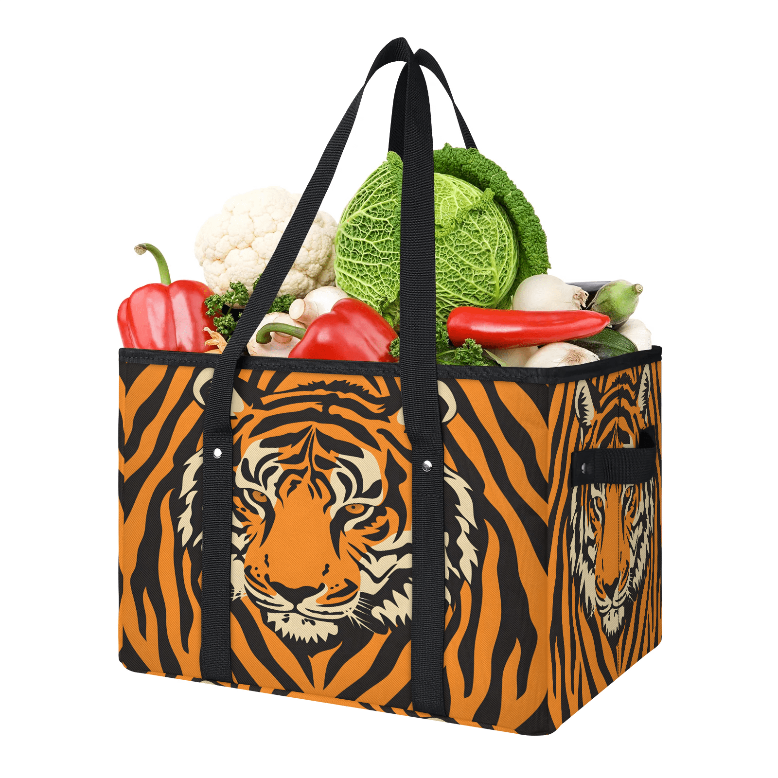 ADECORIVY Tiger Stripe Reusable Grocery Bags, Foldable Shopping Bags ...