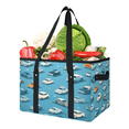 ADECORIVY Travel Car Blue Reusable Grocery Bags, Foldable Shopping Bags ...