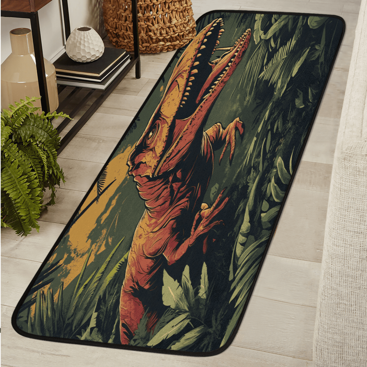 ADECORIVY Tropical Dinosaur Hallway Runner Rug 2x6 Washable Kitchen ...