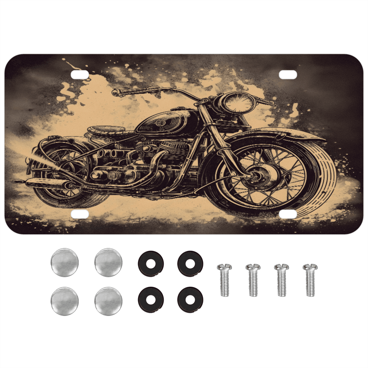 ADECORIVY Vintage Black Motorcycle License Plate, Aluminum Decorative ...