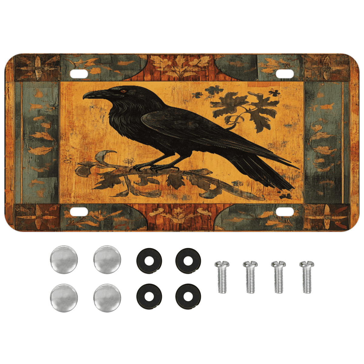 ADECORIVY Vintage Crow Orange License Plate, Aluminum Decorative ...