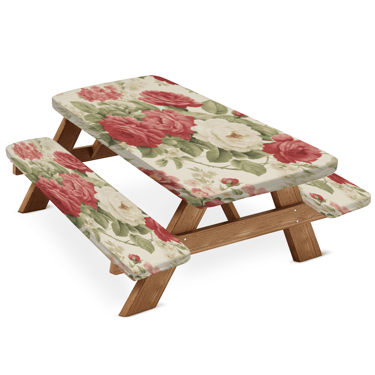 ADECORIVY Vintage Floral Picnic Table Cover with Bench Covers ...
