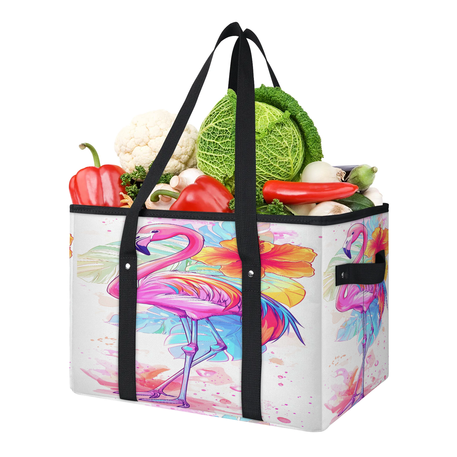 ADECORIVY Watercolor Flamingo,tropical Bird Reusable Grocery Bags ...