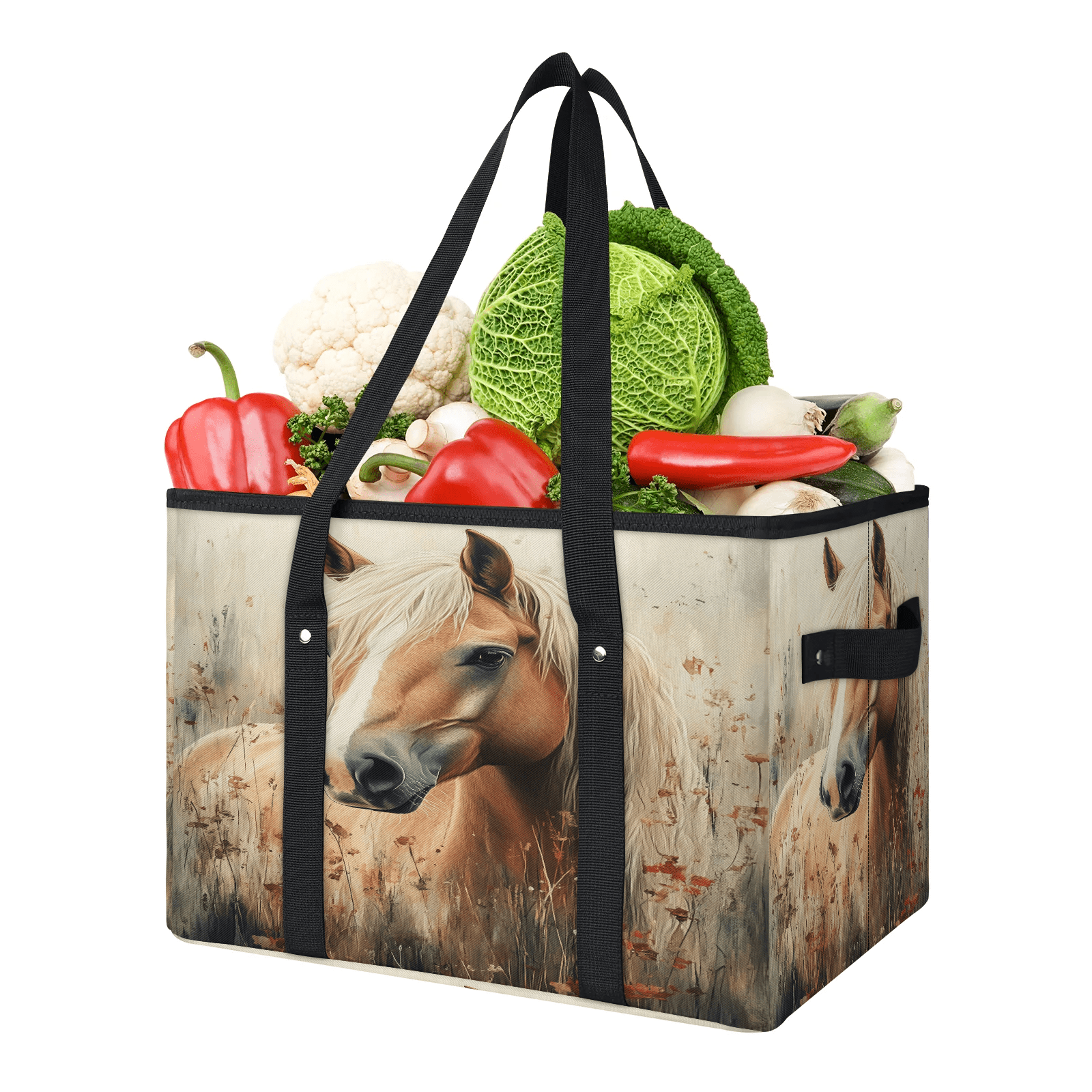 ADECORIVY Watercolor Horse Reusable Grocery Bags, Foldable Reusable ...