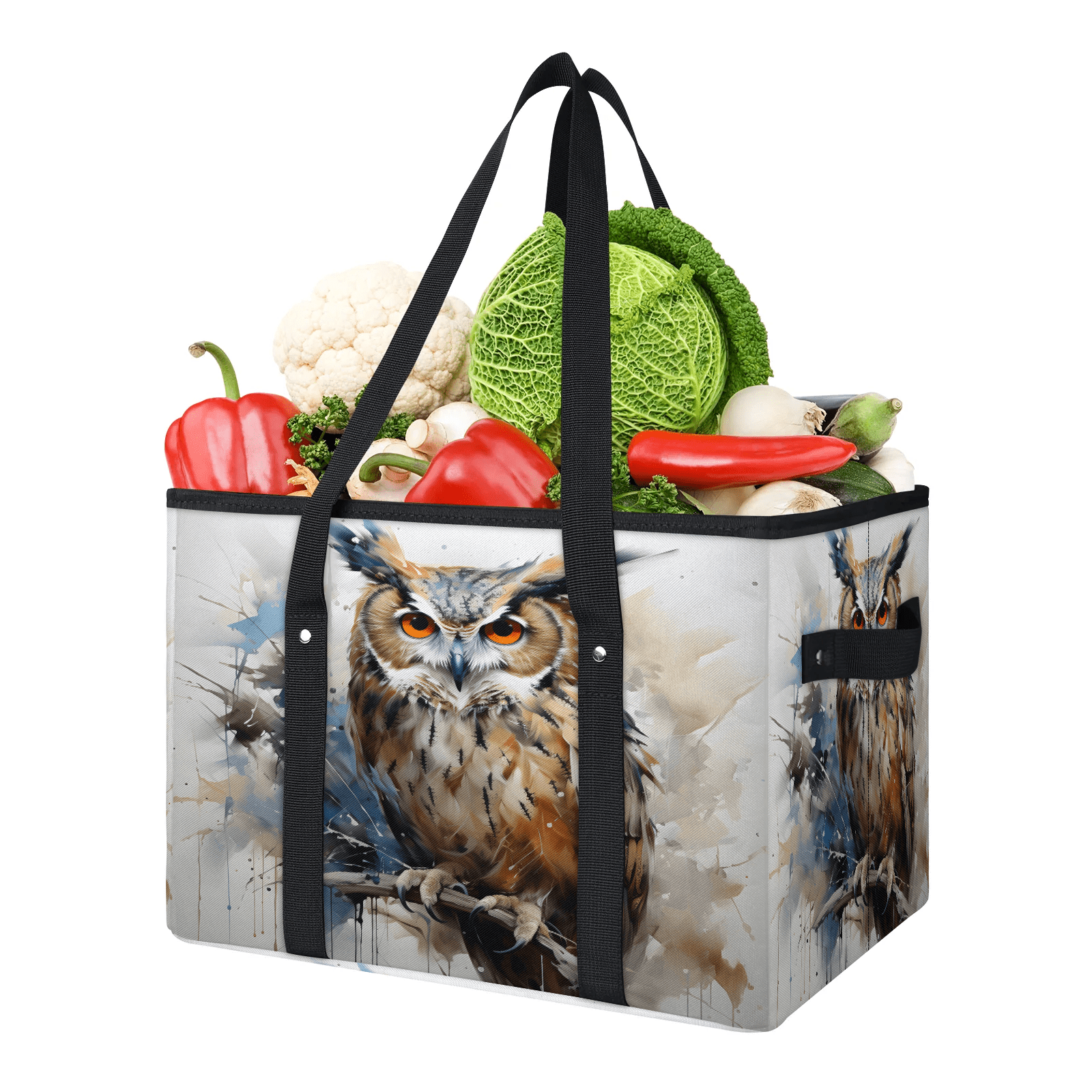ADECORIVY Watercolor Owl Birds Reusable Grocery Bags, Foldable Shopping ...