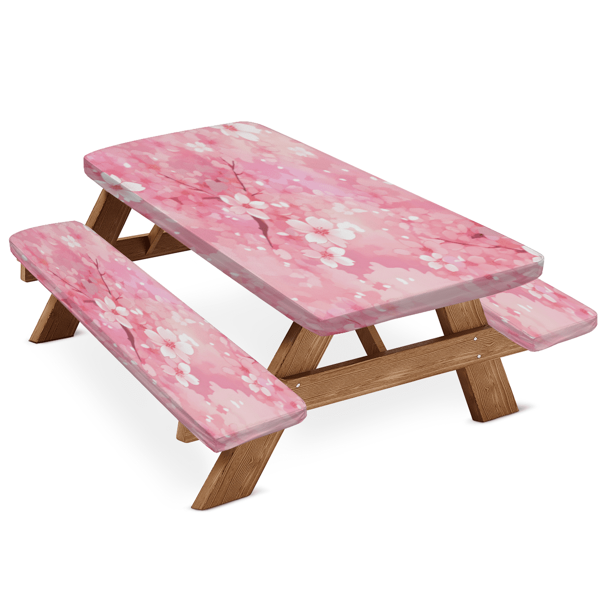 ADECORIVY Watercolor Pink Cherry Blossom Picnic Table Cover with Bench ...