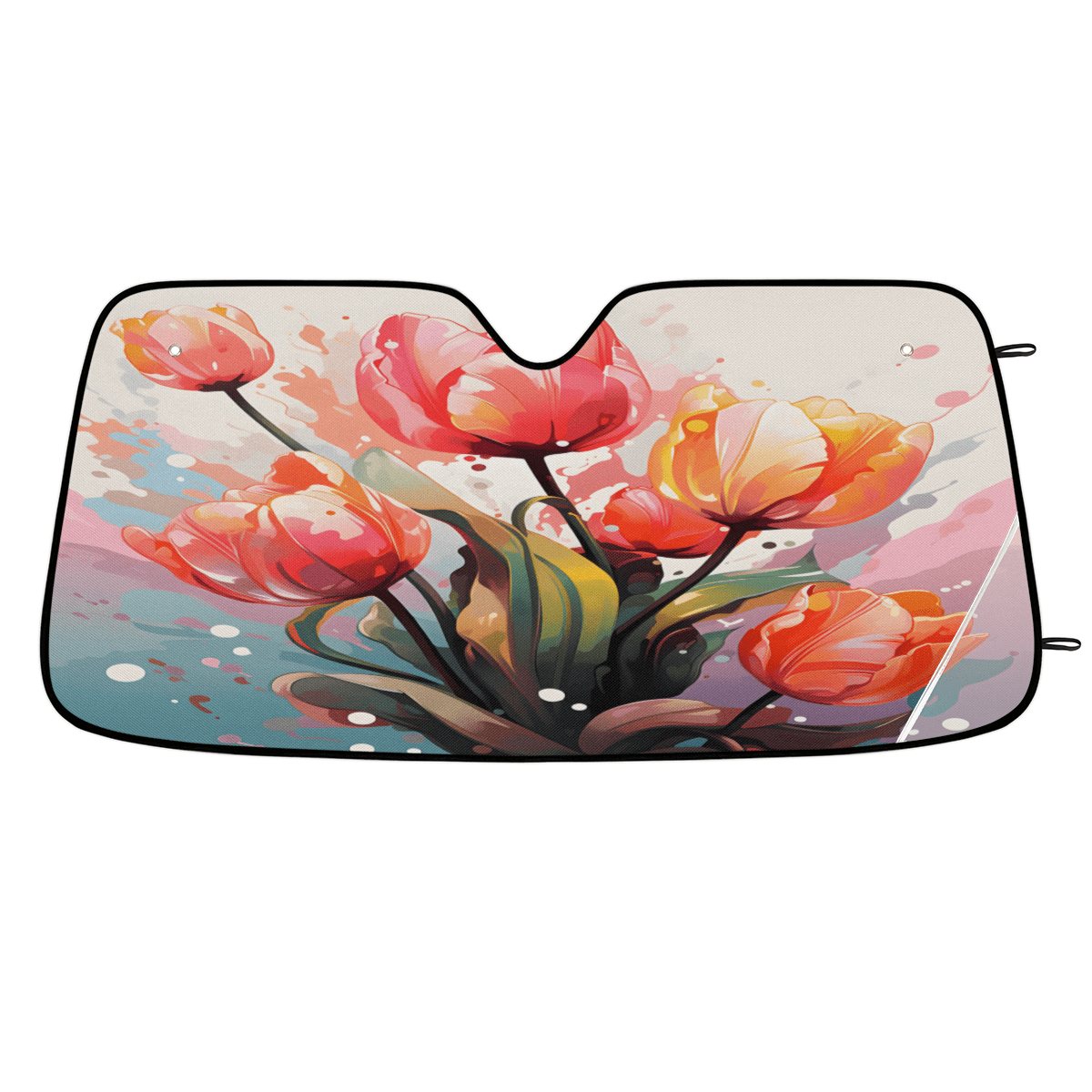 ADECORIVY Watercolor Tulip Car Windshield Sun Shade, Front Window Car ...