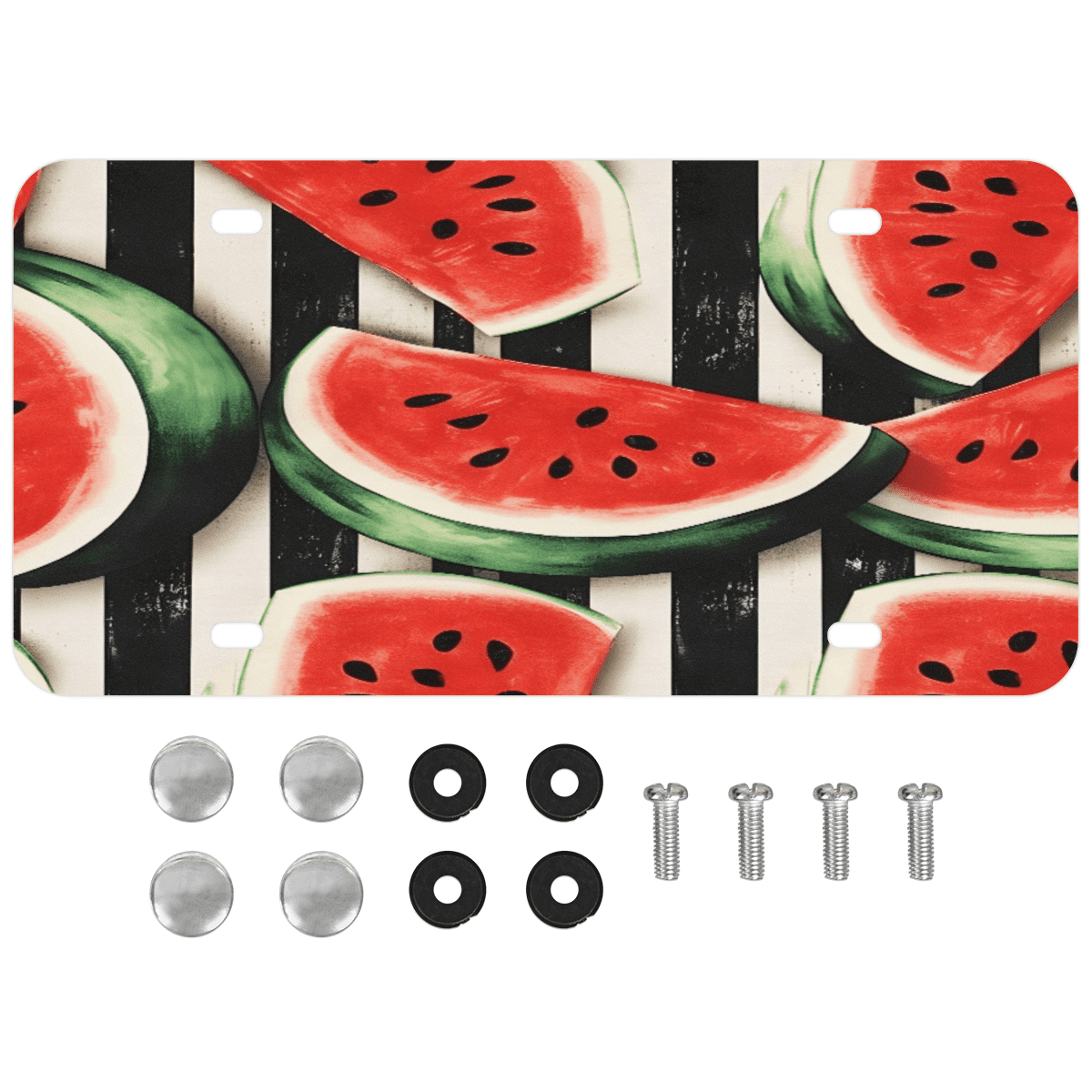 ADECORIVY Watermelon Stripe License Plate, Aluminum Decorative Novelty ...