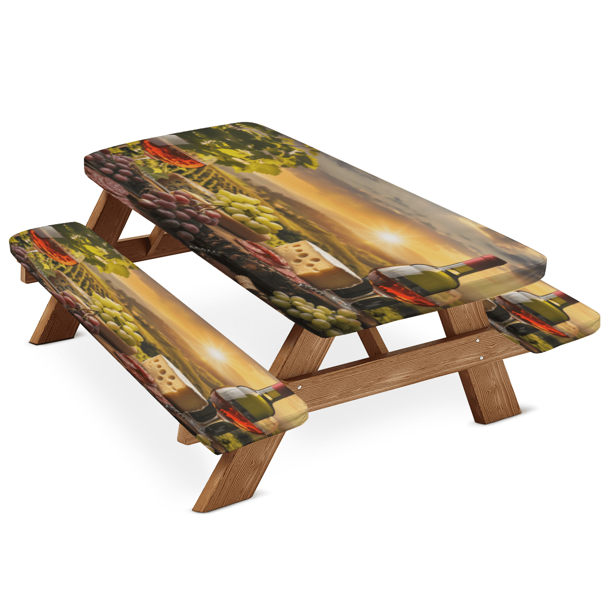 ADECORIVY Winery Picnic Table Cover with Bench Covers, Waterproof ...