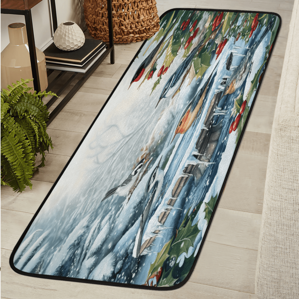 ADECORIVY Winter Birds Hallway Runner Rug 2x6 Washable Kitchen Runner ...
