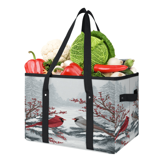 ADECORIVY Winter Birds Reusable Grocery Bags, Foldable Reusable ...