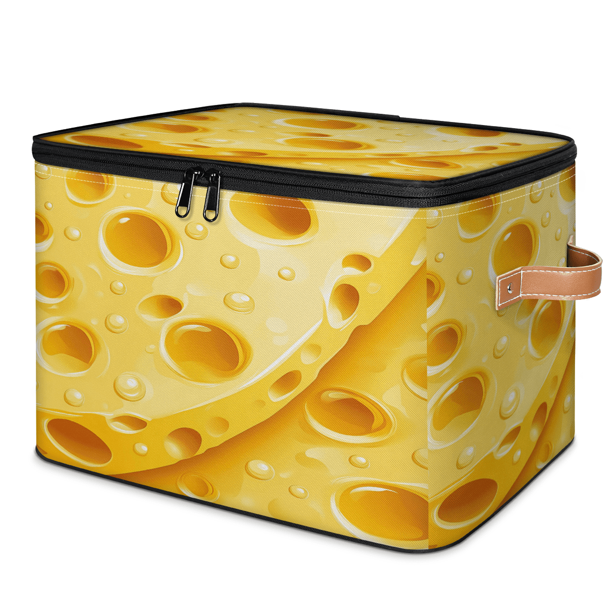 ADECORIVY Yellow Cheese Storage Bin with Lid, Fabric Foldable Shelf ...