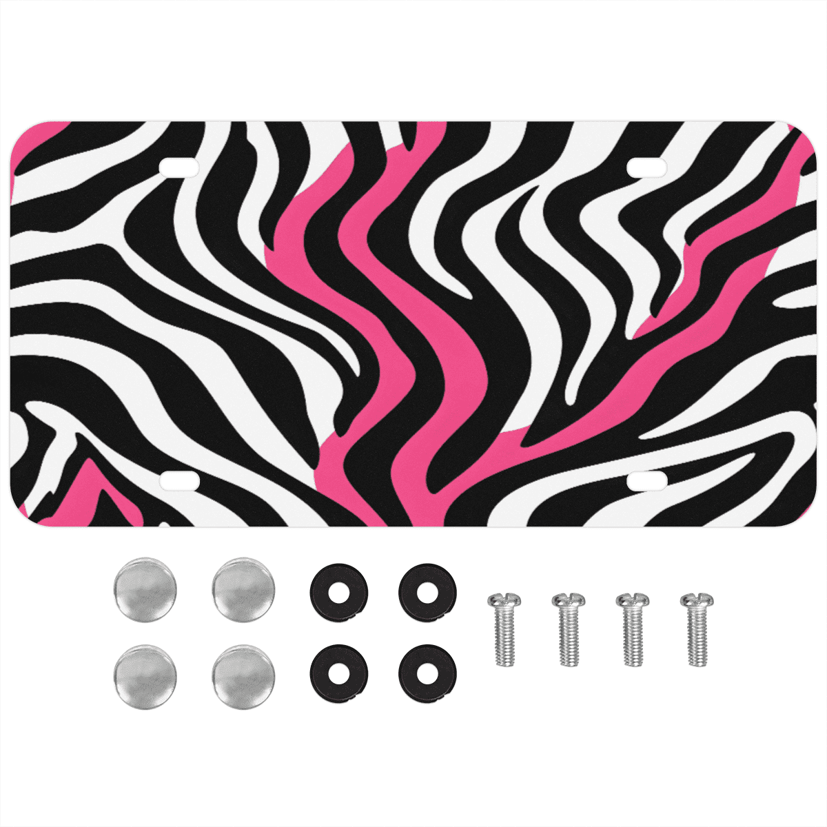 ADECORIVY Zebra Print Pink License Plate, Aluminum Decorative Novelty ...