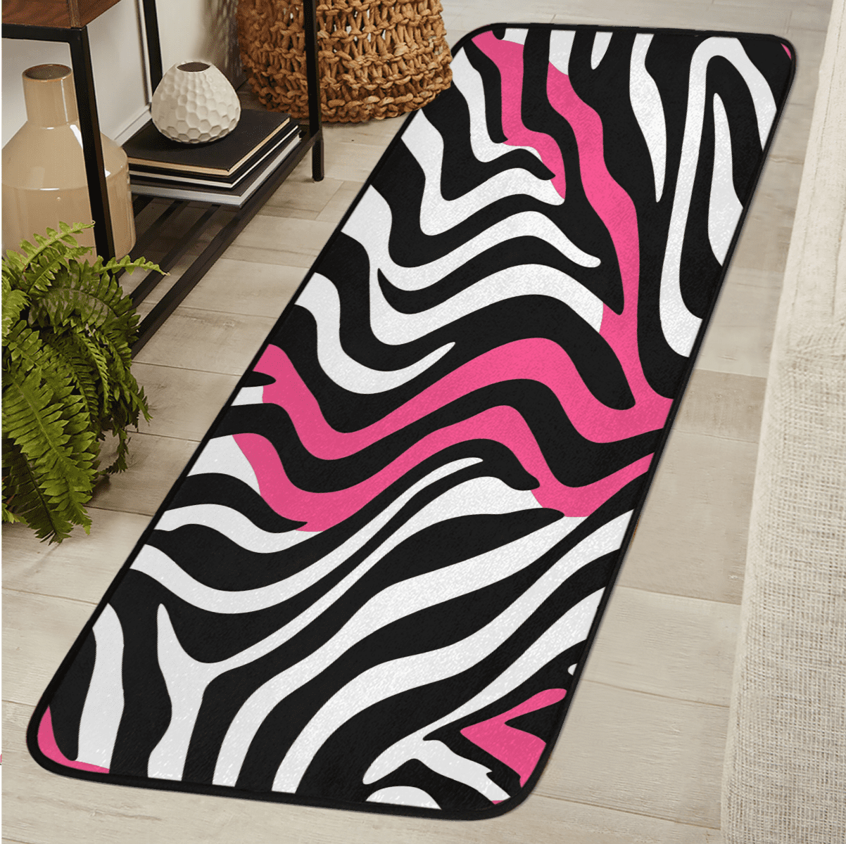 ADECORIVY Zebra Print Pink Runner Rug 2x6 Washable Runner for Hallway ...