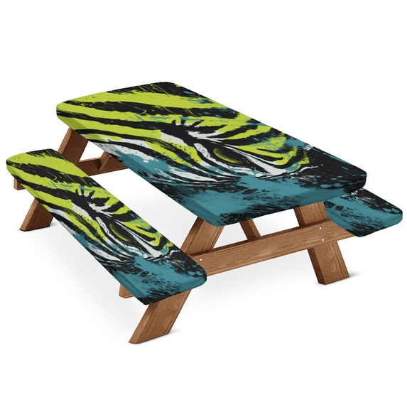 ADECORIVY Zebra Skin Picnic Table Cover with Bench Covers, Waterproof ...