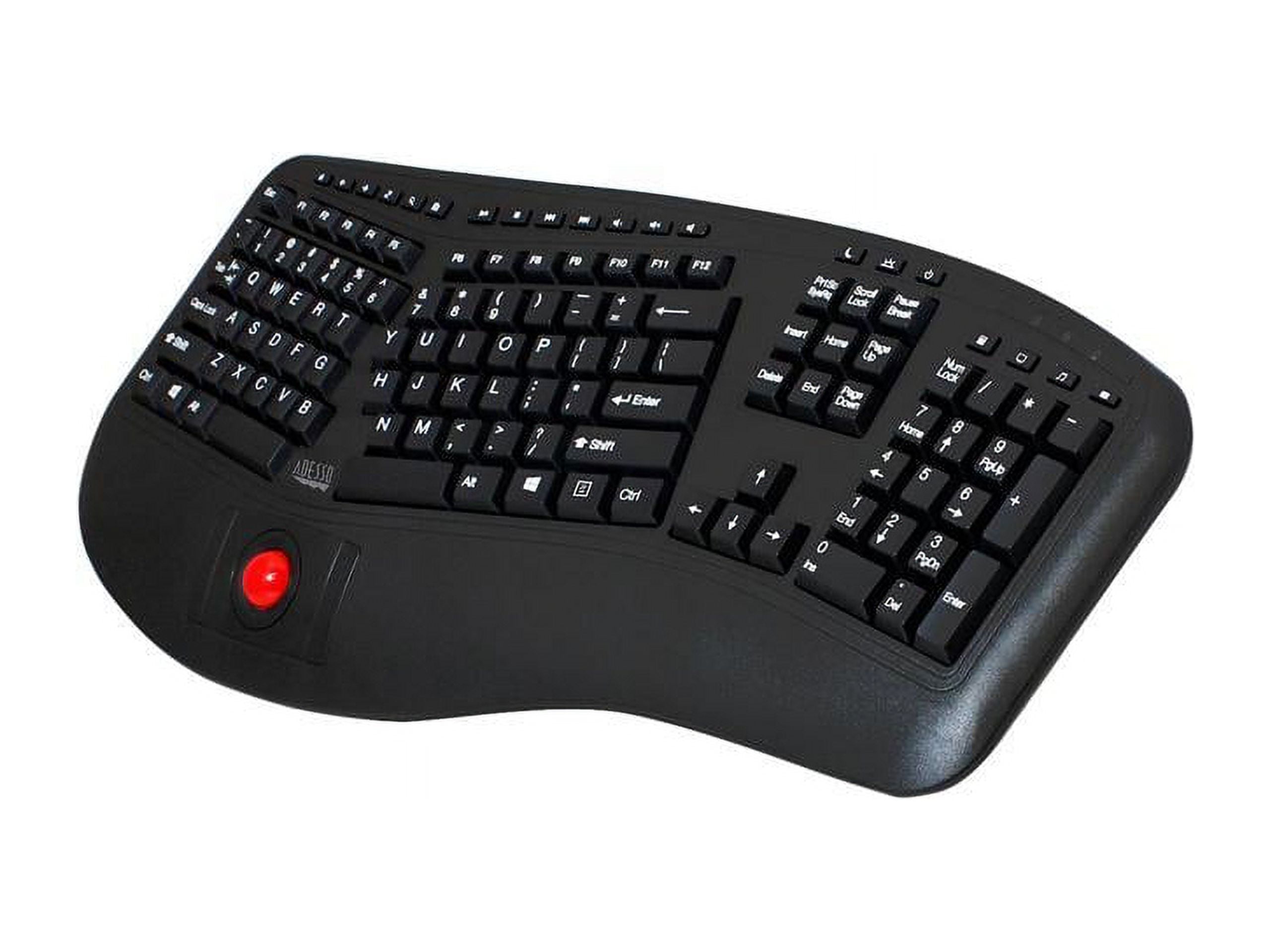 Adesso Tru-Form 3500 - 2.4 GHz Wireless Ergonomic Trackball Keyboard ...