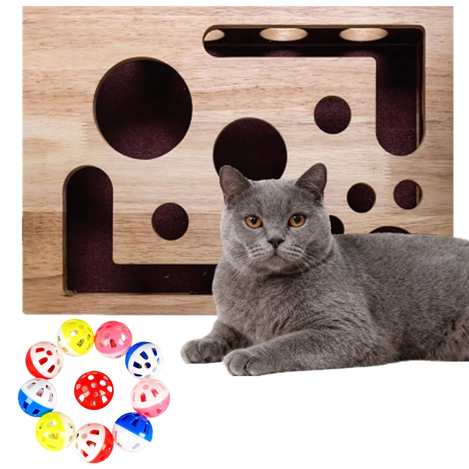 ADEYPCGD Interactive Cat Toy Puzzle Box Wooden Treat Maze Scratcher ...
