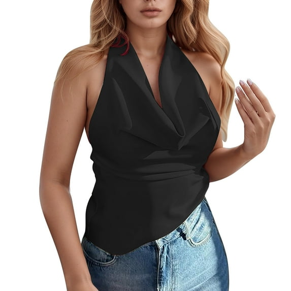 ADEYPCGD Linen Tank Tops Women Strappy Backless Tank Top for Everyday ...