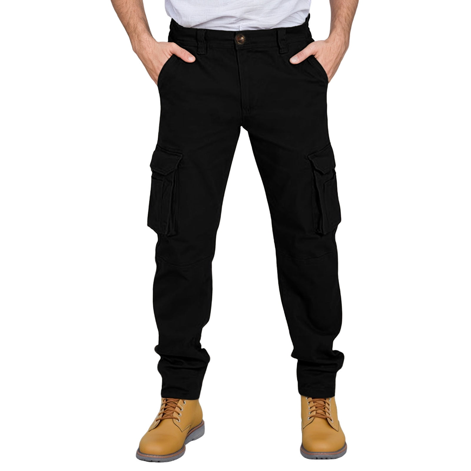 ADEYPCGD Men's Casual Utility Pants with Multiple Pockets Comfortable ...