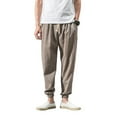 ADEYPCGD Men's Hop Casual Harem Joggers Linen Drawstring Elastic Waist ...
