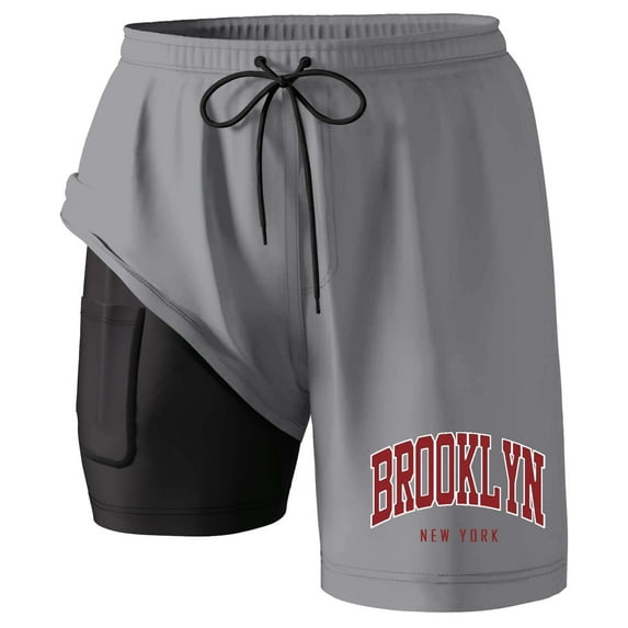 ADEYPCGD Men's Performance Swim Trunks Built-In Compression Liner ...