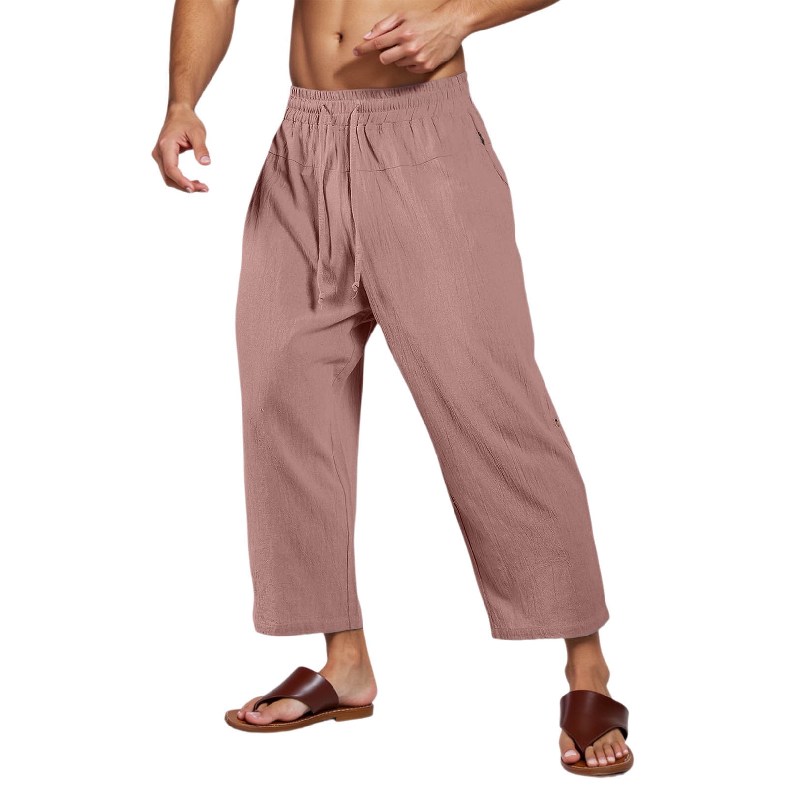 ADEYPCGD Men's Solid Color Casual Straight Leg Trousers for Everyday ...